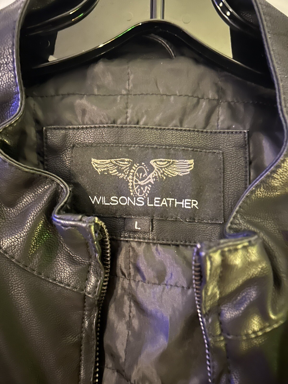 Wilsons Black Leather Racing Jacket Size Large - Gem