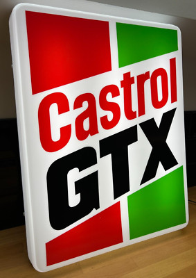 CASTROL GTX LED ILLUMINATED WALL SIGN GARAGE OIL GAS STATION PETROL ...