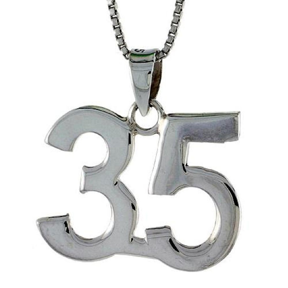 Sterling Silver Any One Number Pendant from 25 to 49 w/ 18" Italian Box ...