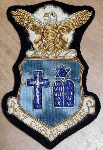 VINTAGE USAF AIR FORCE CHAPLAIN SERVICE BULLION PIN PATCH BADGE ...