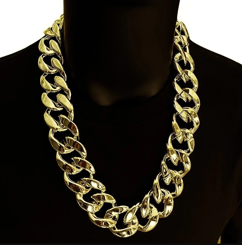 Hip Hop Halloween Chunky Plastic Gold Cuban Link Chain Pimp Necklace ...