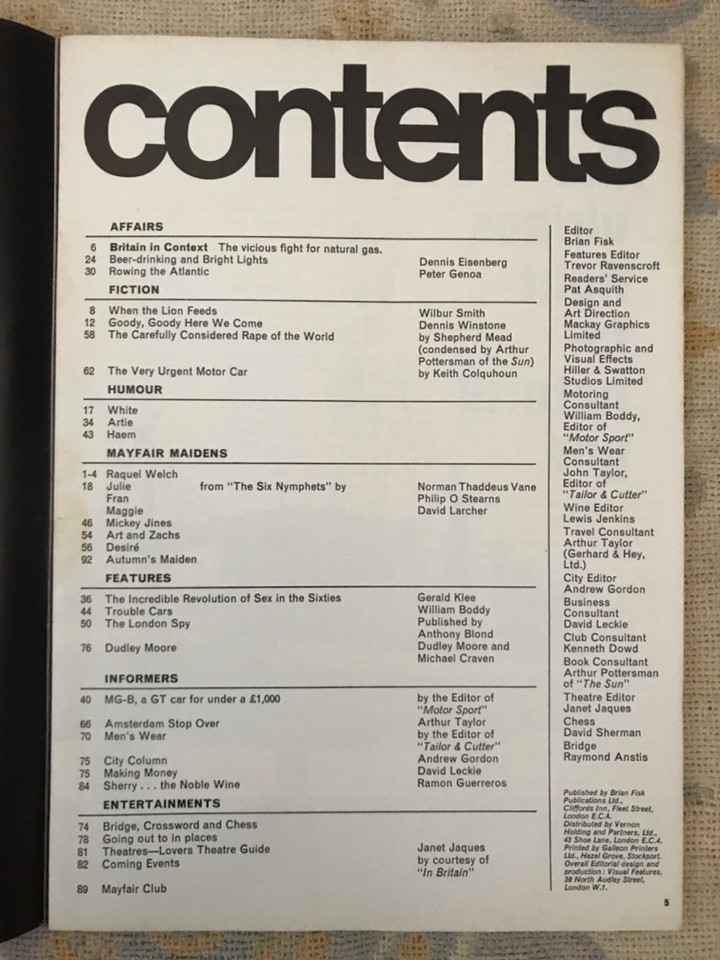Mayfair Magazine First Issue August 1966 VGC | eBay