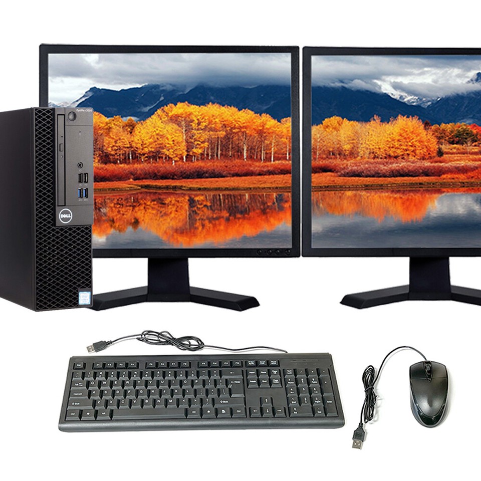 Dell Desktop Computer Intel i5 16GB 2TB HDD 1TB SSD Dual 22" LCD ...
