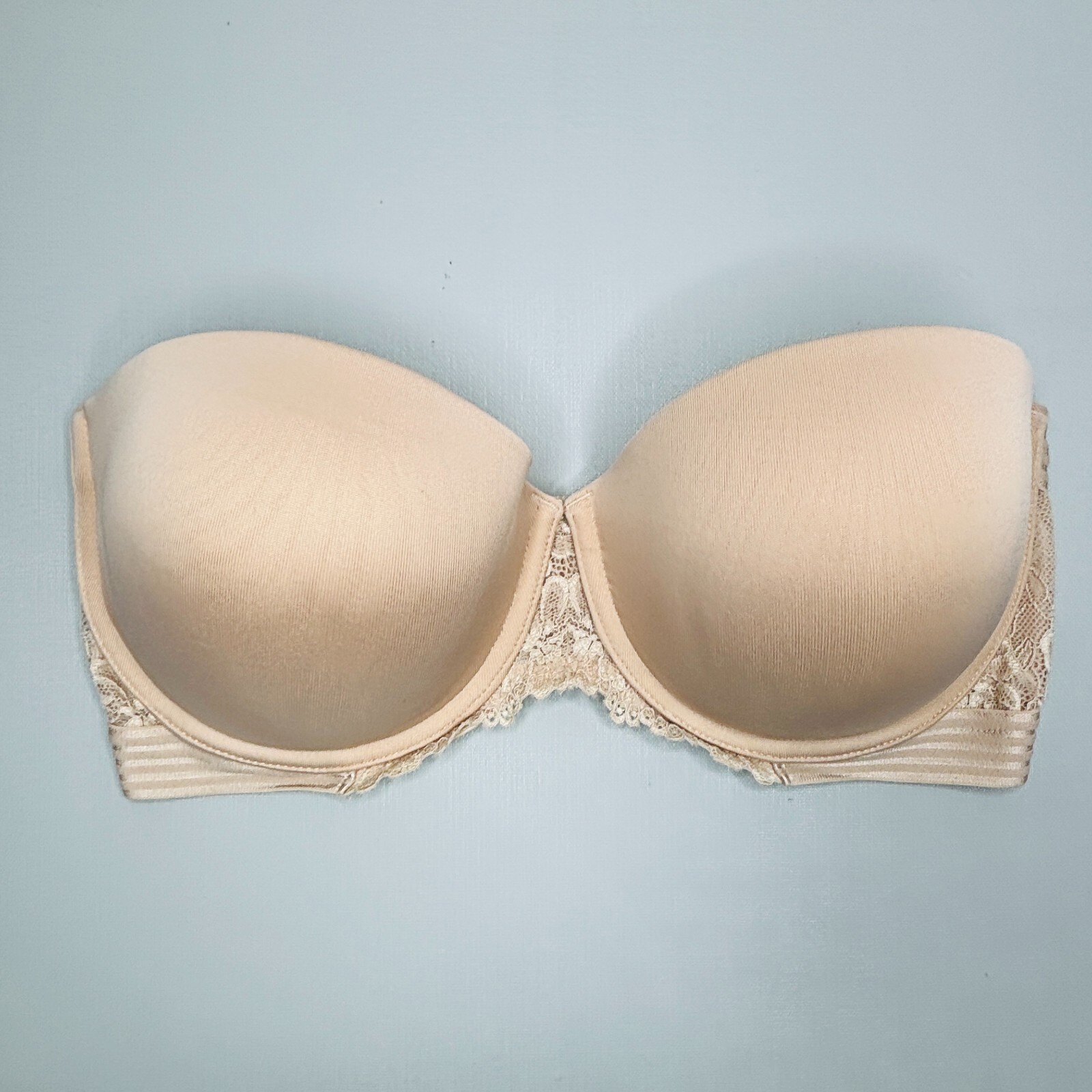 Maidenform Push Up Strapless Bra 36D Tan Satin Padded Underwire 1102 | eBay