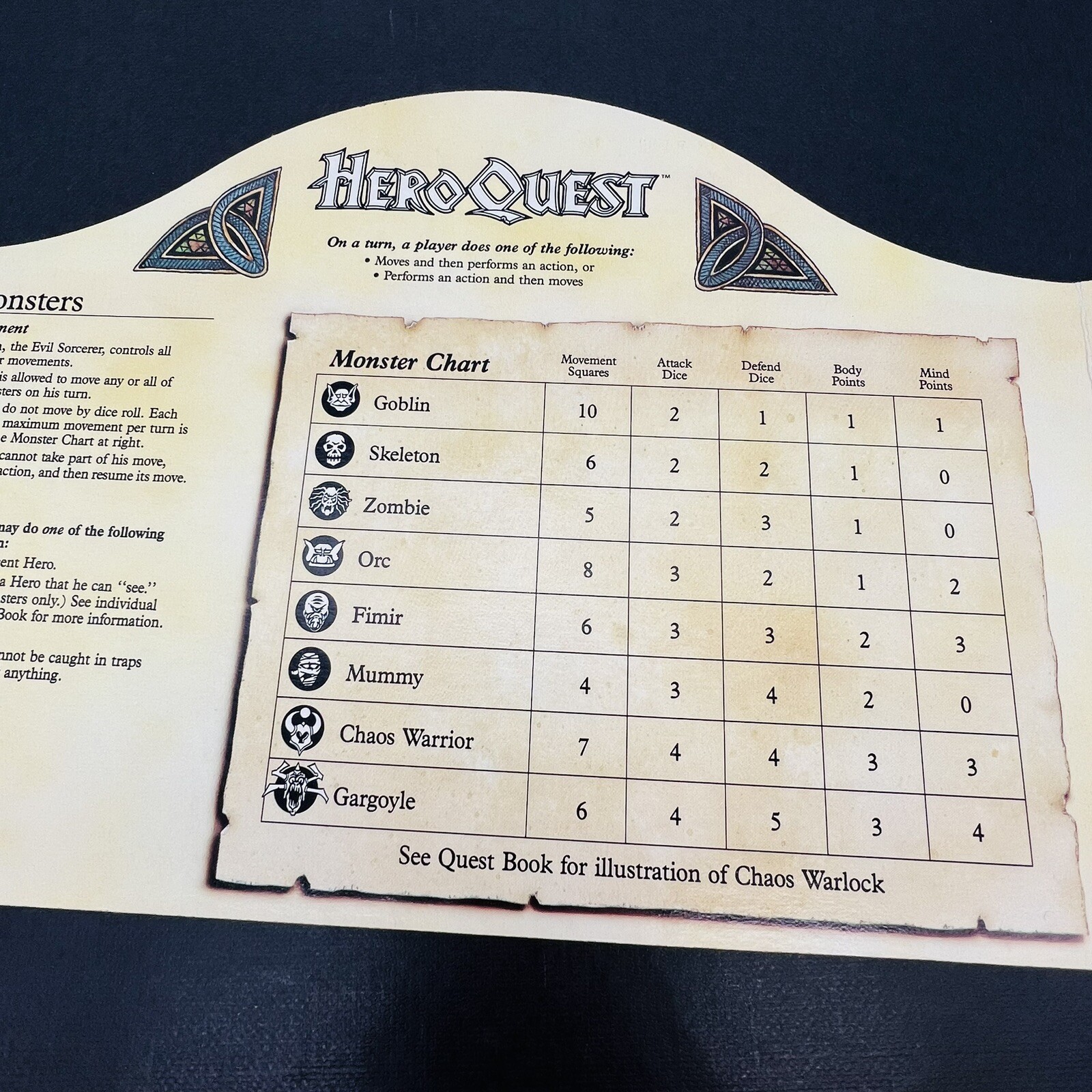 HeroQuest Game Board, Sorcerer Screen, ID Guide, Instruction & Quest ...