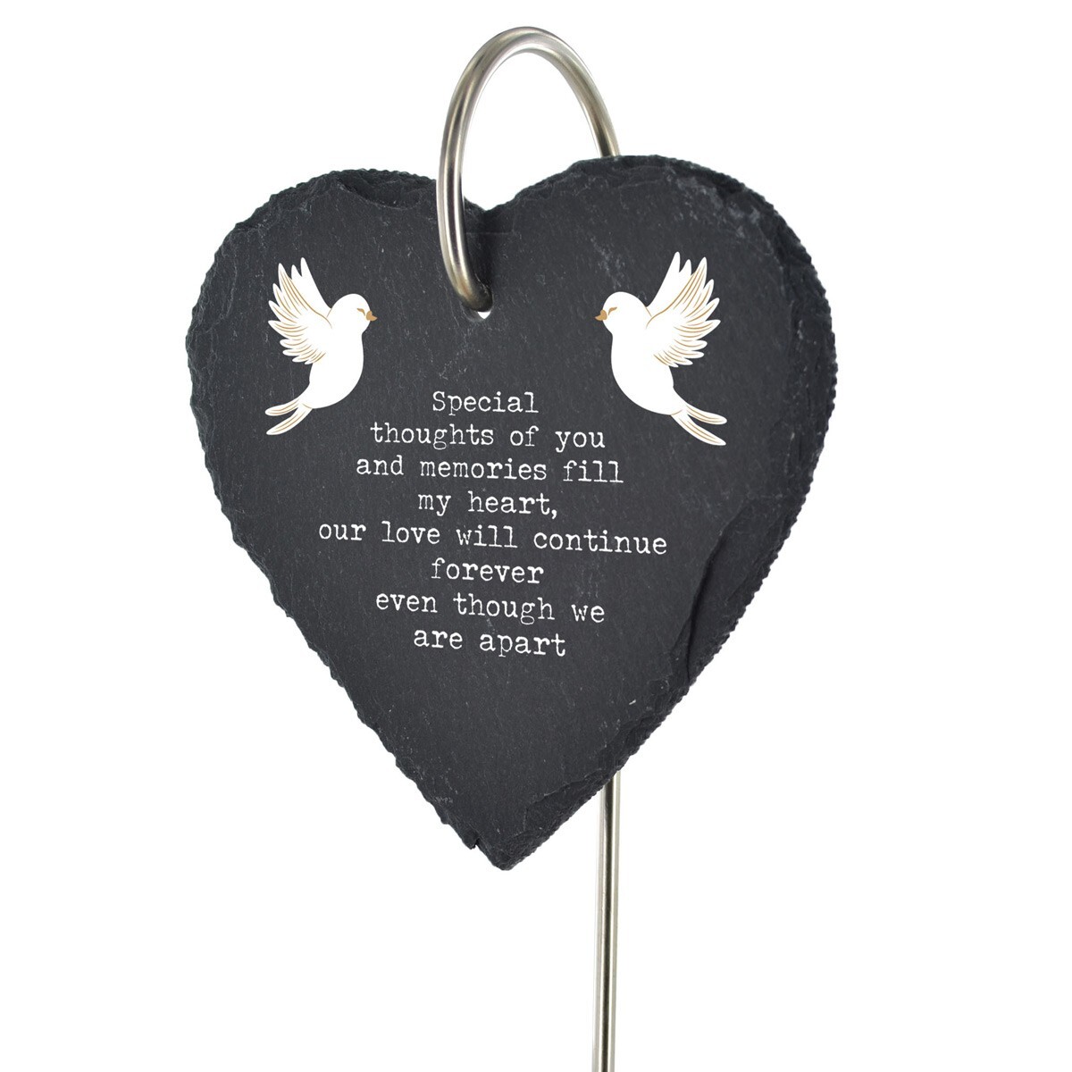 Doves Heart Grave Stick Marker Plaque Ornament Memorial Slate Special Thoughts | eBay UK