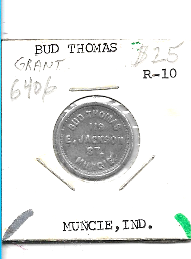 Muncie, Indiana Trade Token BUD THOMAS 2 1/2¢ | eBay