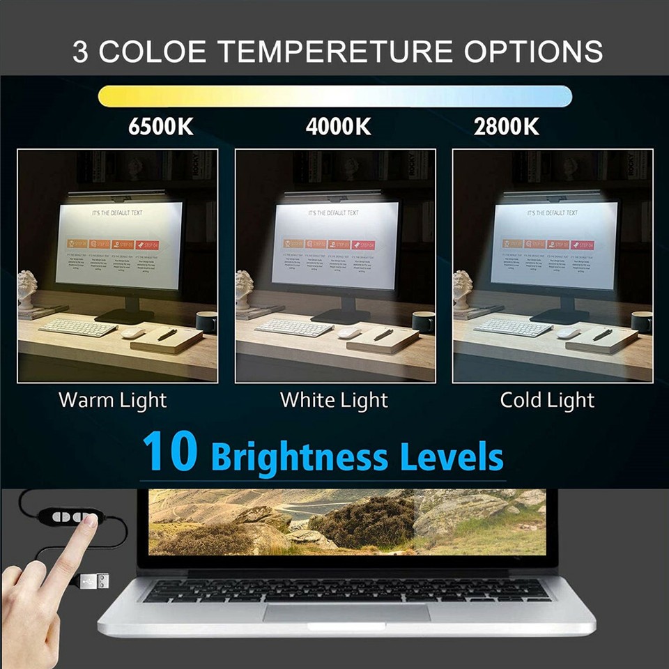 LED Screen Bar Light USB Computer Monitor Eye-Caring Reading Desk Lamp ...
