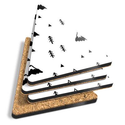 4x Triangle Coasters - Mountain Ski Snowboard Pattern #45801 | eBay UK