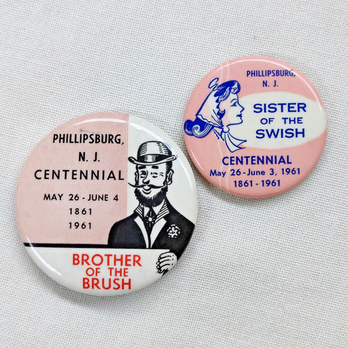 VTG Phillipsburg NJ Centennial Button Set 1961 Sister of Swish Brother ...