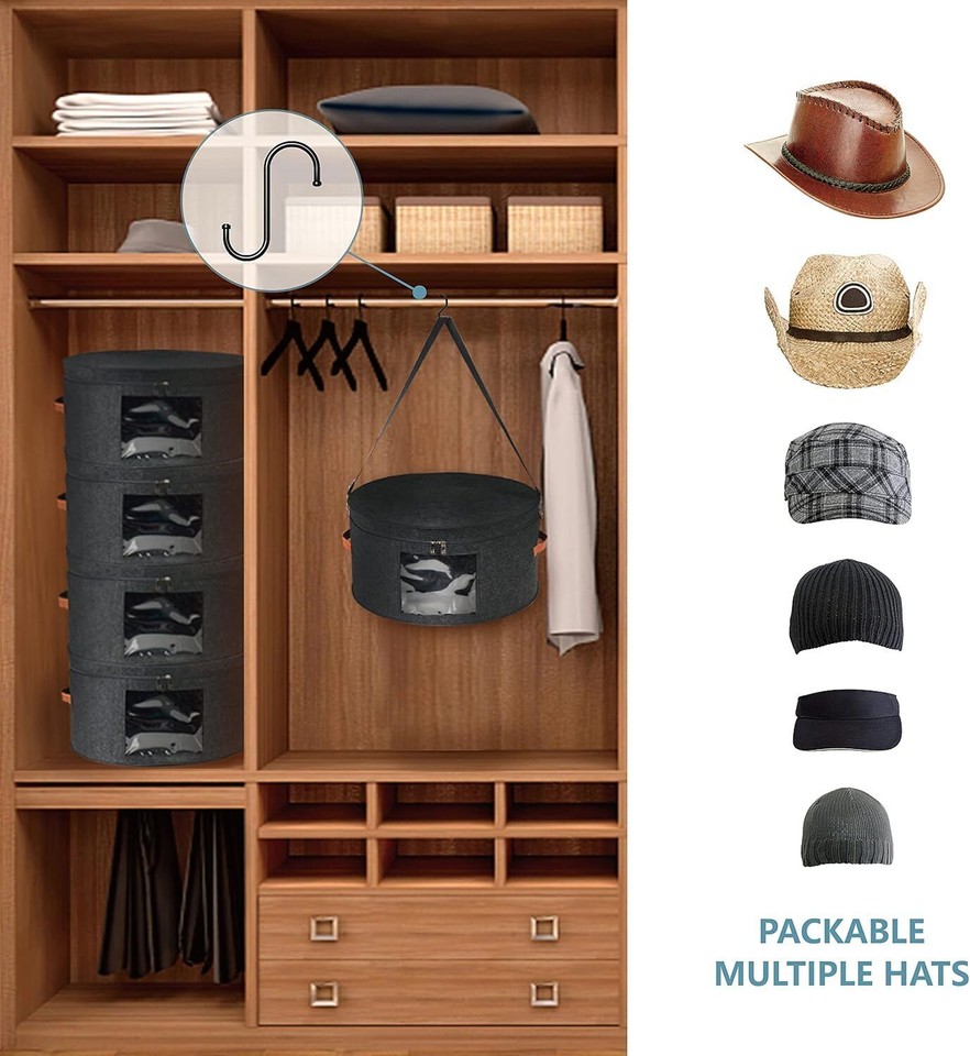 Cowboy Straw Hat Storage Box Stackable Round Brim Hats Travel Organizer Toy Bin | eBay