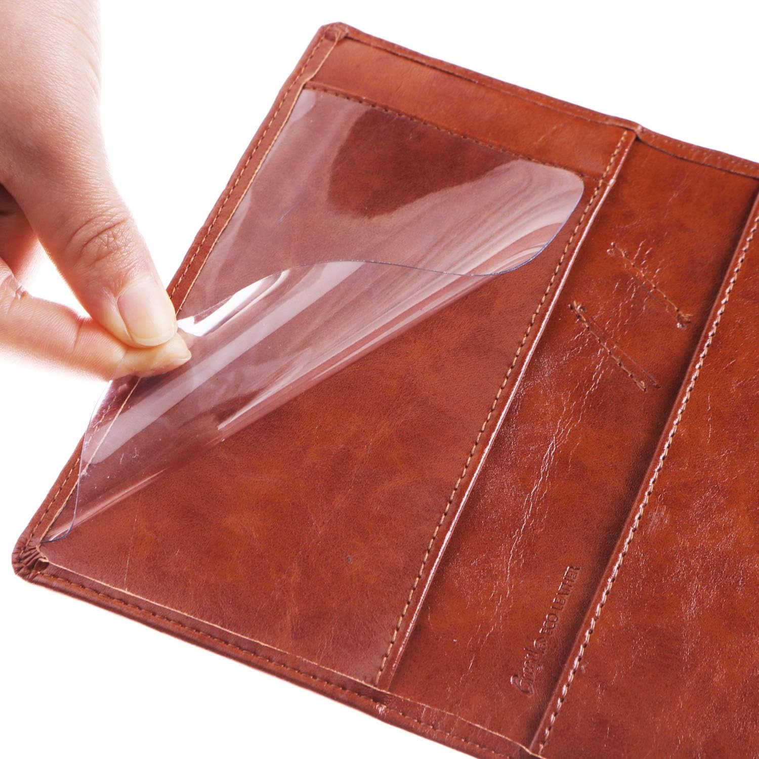 GNEGNI PU Leather Checkbook Cover for Men and Women, Slim Standard ...