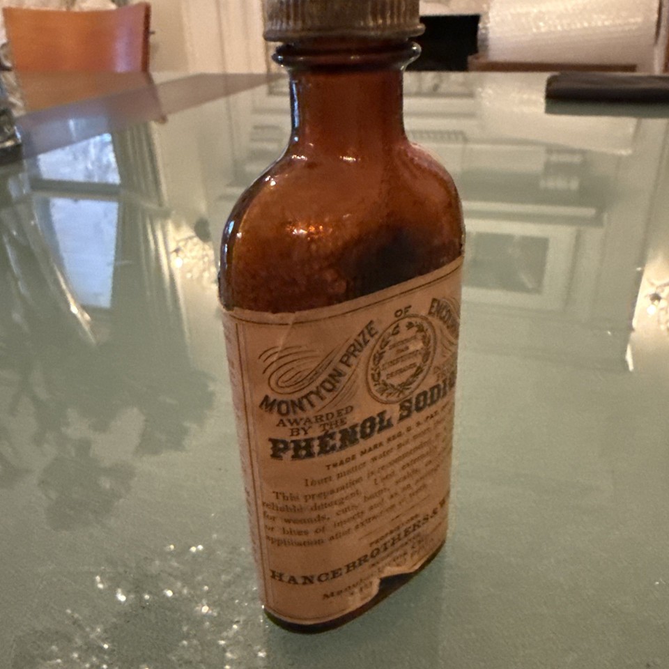 Phenol Sodique Medicine Bottle ADVERTISING Hance Brothers & White. rare ...