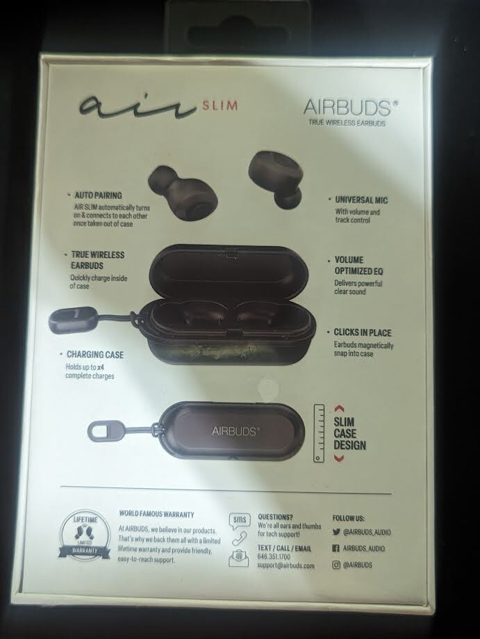 Air Slim True Wireless Bluetooth Airbuds (Bluetooth Earbuds) - Black | eBay