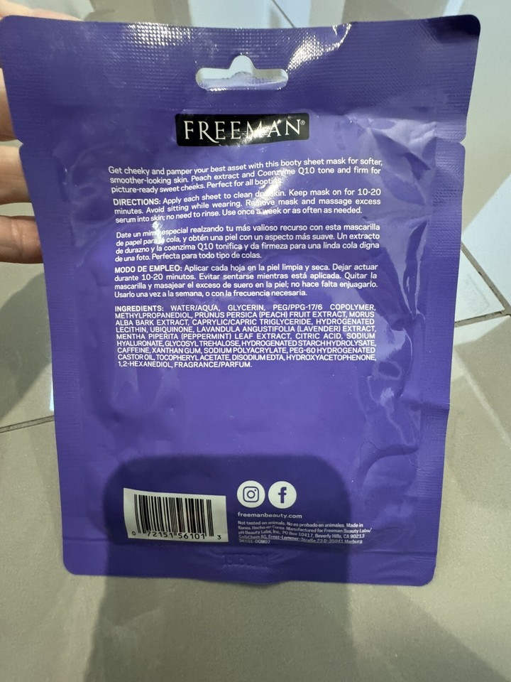 Freeman Butt Cheeks Smoothing Tonning Sheet Mask 1 Pair 72151561013| eBay