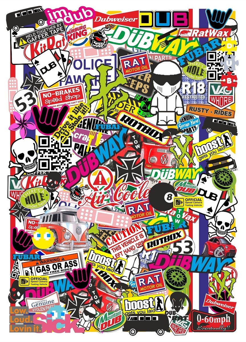 X2 Jdm Sticker Bombing Sheets A4 Sticker Bomb Decal Euro Erreinge X2