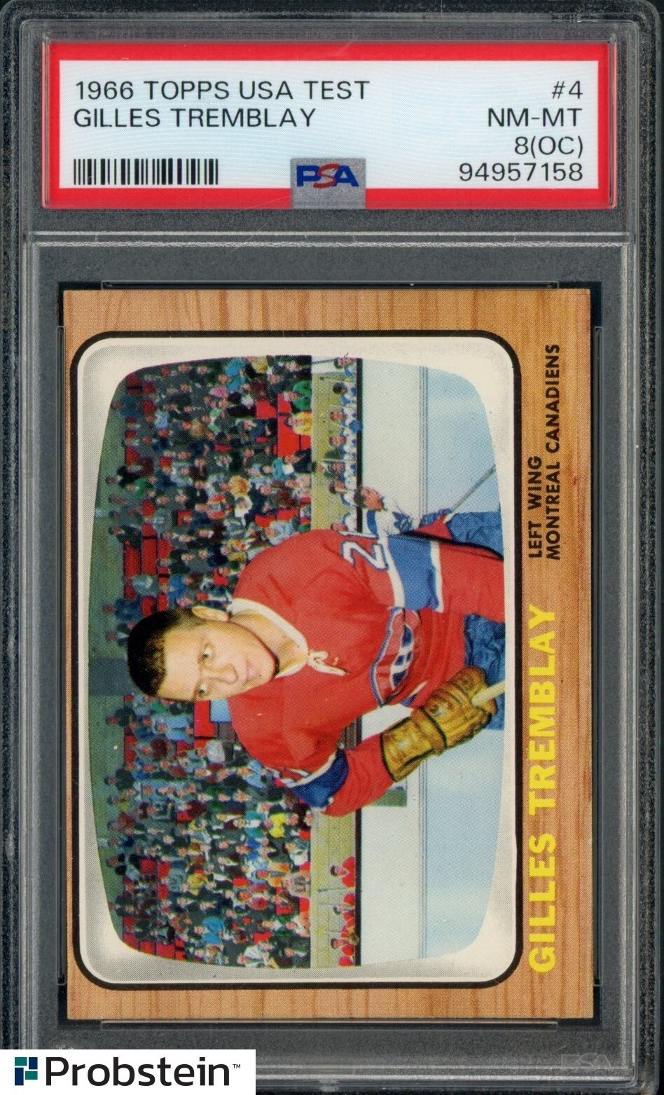 1966 Topps USA Test Hockey #4 Gilles Tremblay Montreal Canadiens PSA 8 ...