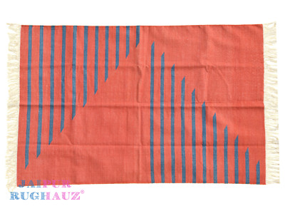 4x6 Red and Blue Natural Wool Modern Handmade Area Rug | eBay