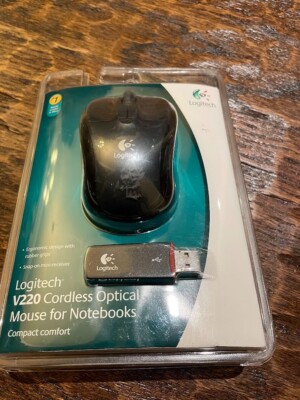 New/Sealed. Logitech V220 Cordless Optical Mouse Notebook Black/Gray | eBay