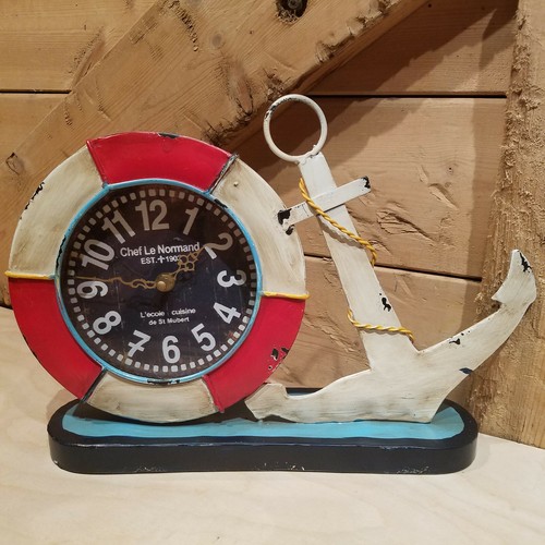 Life Preserver Ring Ship Anchor Table Clock Self Standing Works 14 ...