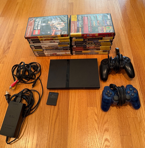Sony Playstation 2 Bundle with 2 Controllers, Cords, Memory Card, and ...