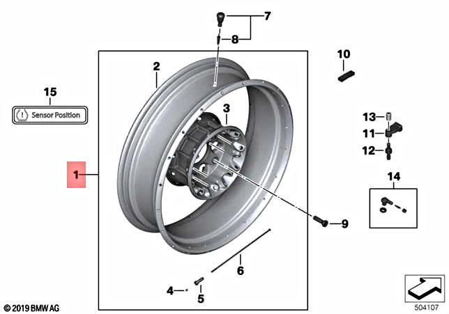Genuine BMW Rear Wheel Cross Spoke Rim Gold - R1250GS / R1250GS ...