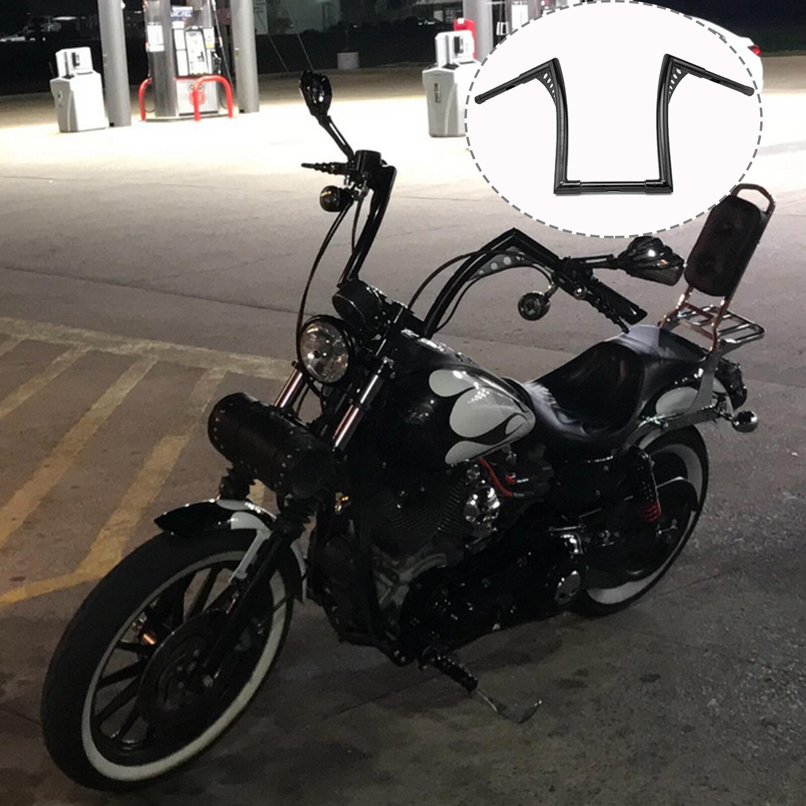 10" 12" 14" 16" Rise Handlebar Ape Hangers 1-1/4" for Harley FLST FXST Sportster - Picture 9 of 49