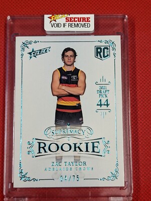 2022 AFL SELECT SUPREMACY ROOKIE BLUE ZAC TAYLOR ADELAIDE CROWS 08/75 ...