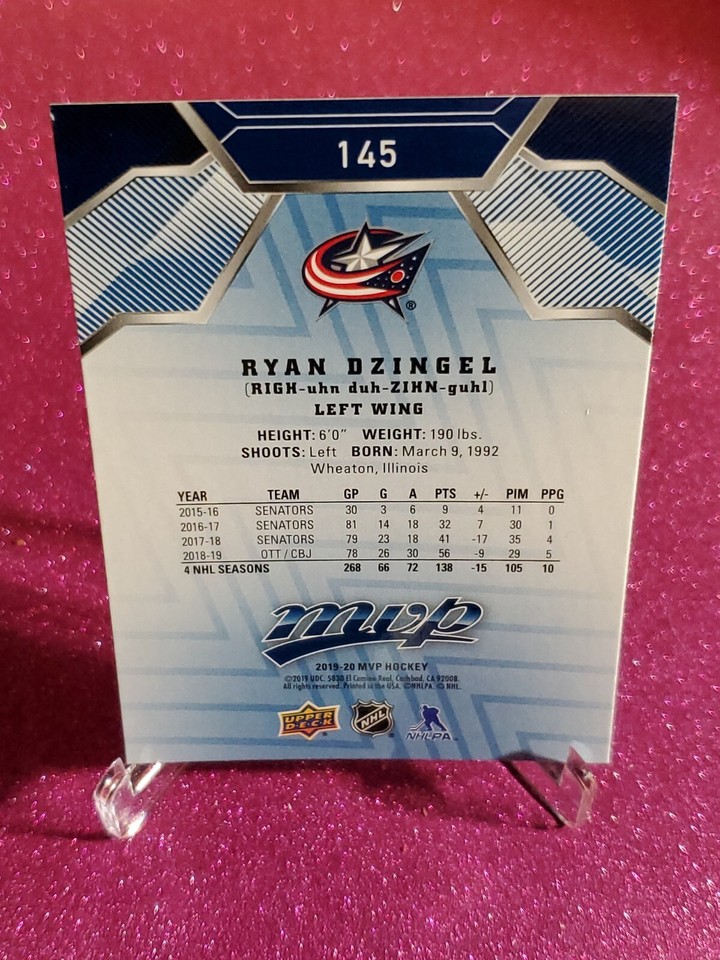 2019-20 Upper Deck MVP Blue #145 Ryan Dzingel Columbus Blue Jackets | eBay