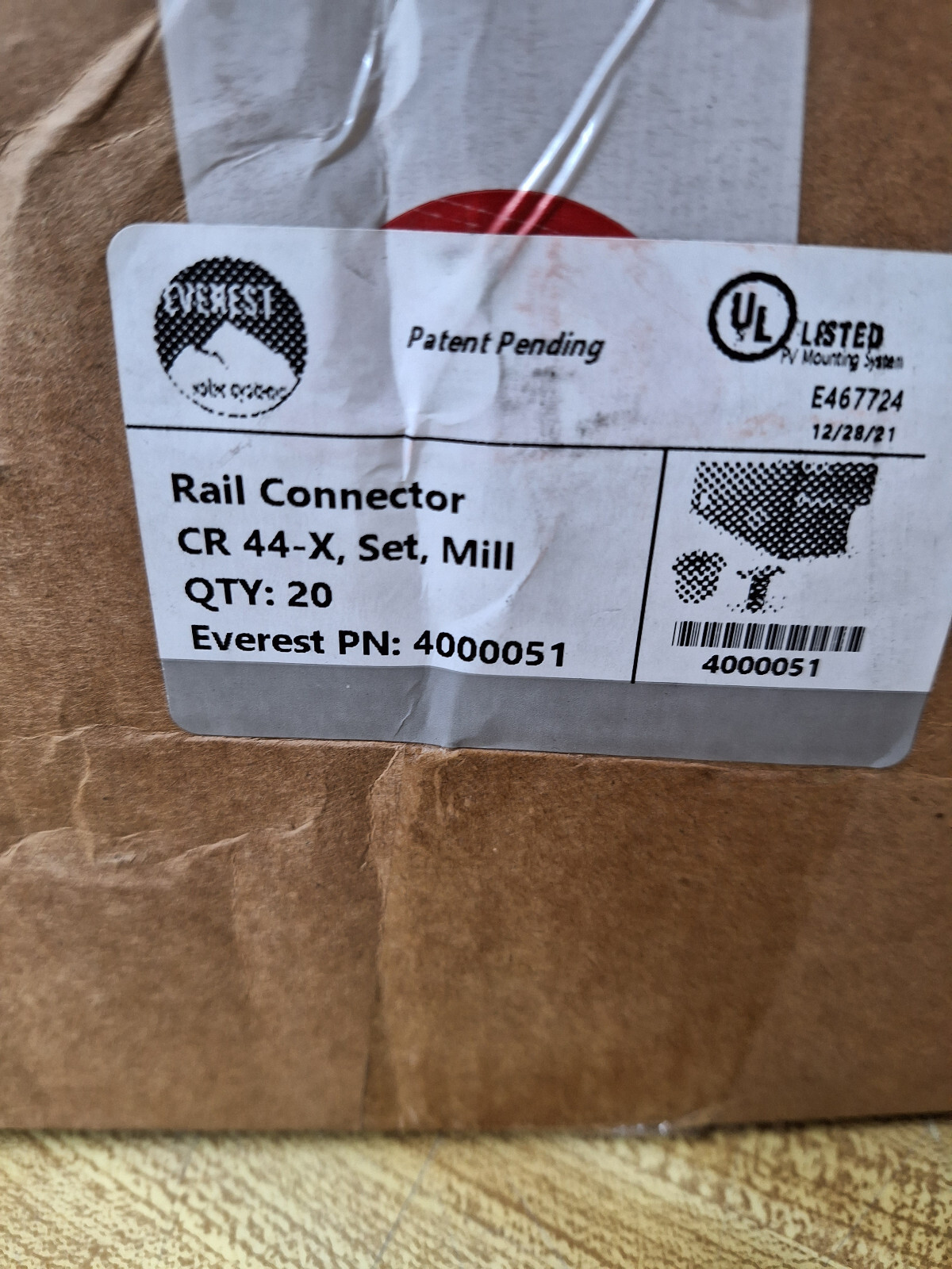 (20) K2 Rail Connector Cross Rail 44-X Mill Solar Mount PN# 4000051 ...