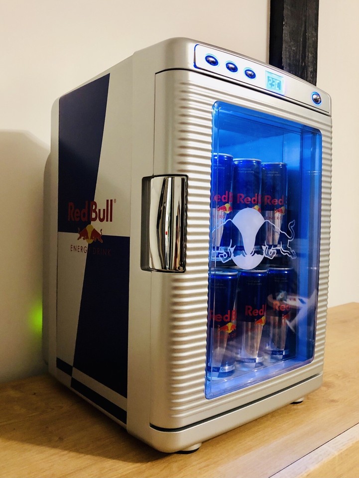 Red Bull Mini Fridge NEW! For Cold Drinks 220V-240V Home Garden / 12V ...