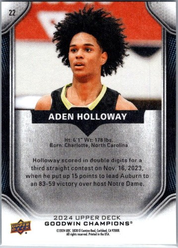2024 Upper Deck Goodwin Champions #22 Aden Holloway | eBay