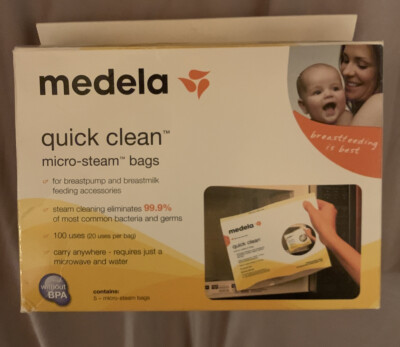 Medela Quick Clean Micro-steam Bags 5 Count 100 Uses Open Box ...