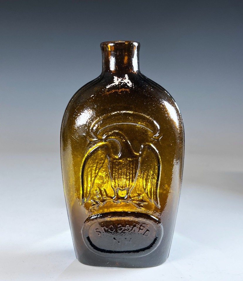 Fine Antique Stoddard Glass Double American Eagle Flask Bottle | eBay