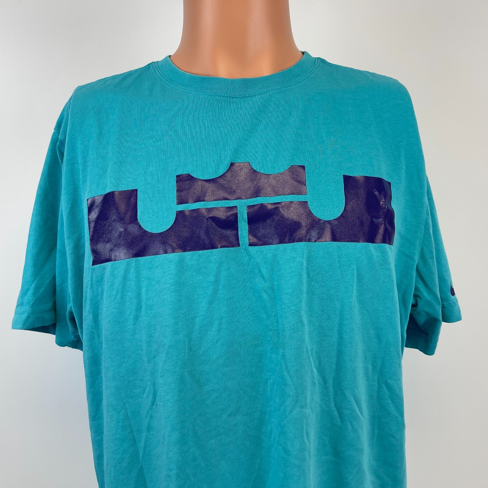 Nike LeBron James Crown Logo Dri Fit T Shirt Aqua Blu… - Gem