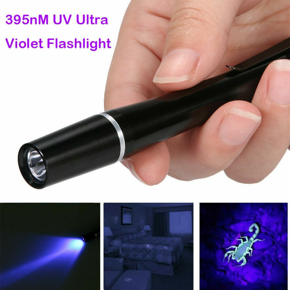 2x UV Ultra Violet LED Flashlight Blacklight Light 395nM Inspection ...