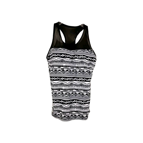 Yonique Woman's XS Tankini Swimsuit Top Black White Built in Bra ...