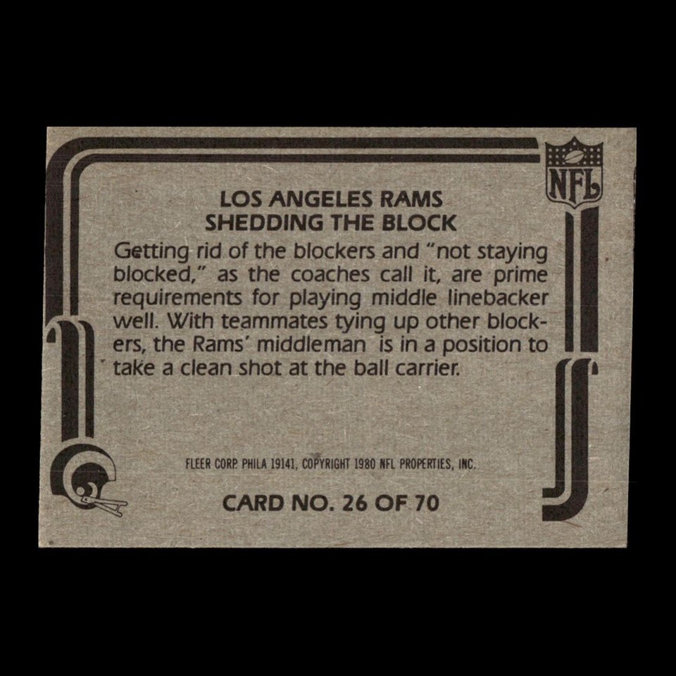 NFL TEAM 1980 Fleer Los Angeles Rams #26 R325G 75 | eBay