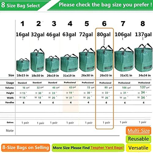 Professional 2-Pack 80 Gallon Yard Lawn Garden Bags D26 H33 inch with ...