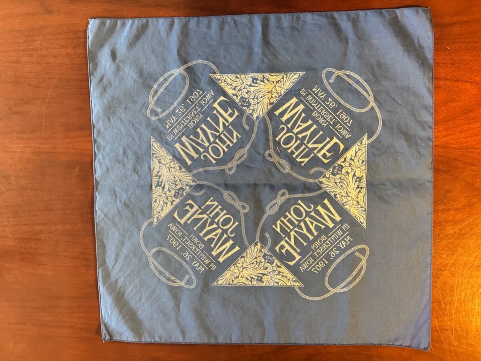 Vintage John Wayne Cowboy Bandana Handkerchief Winterset Iowa ...