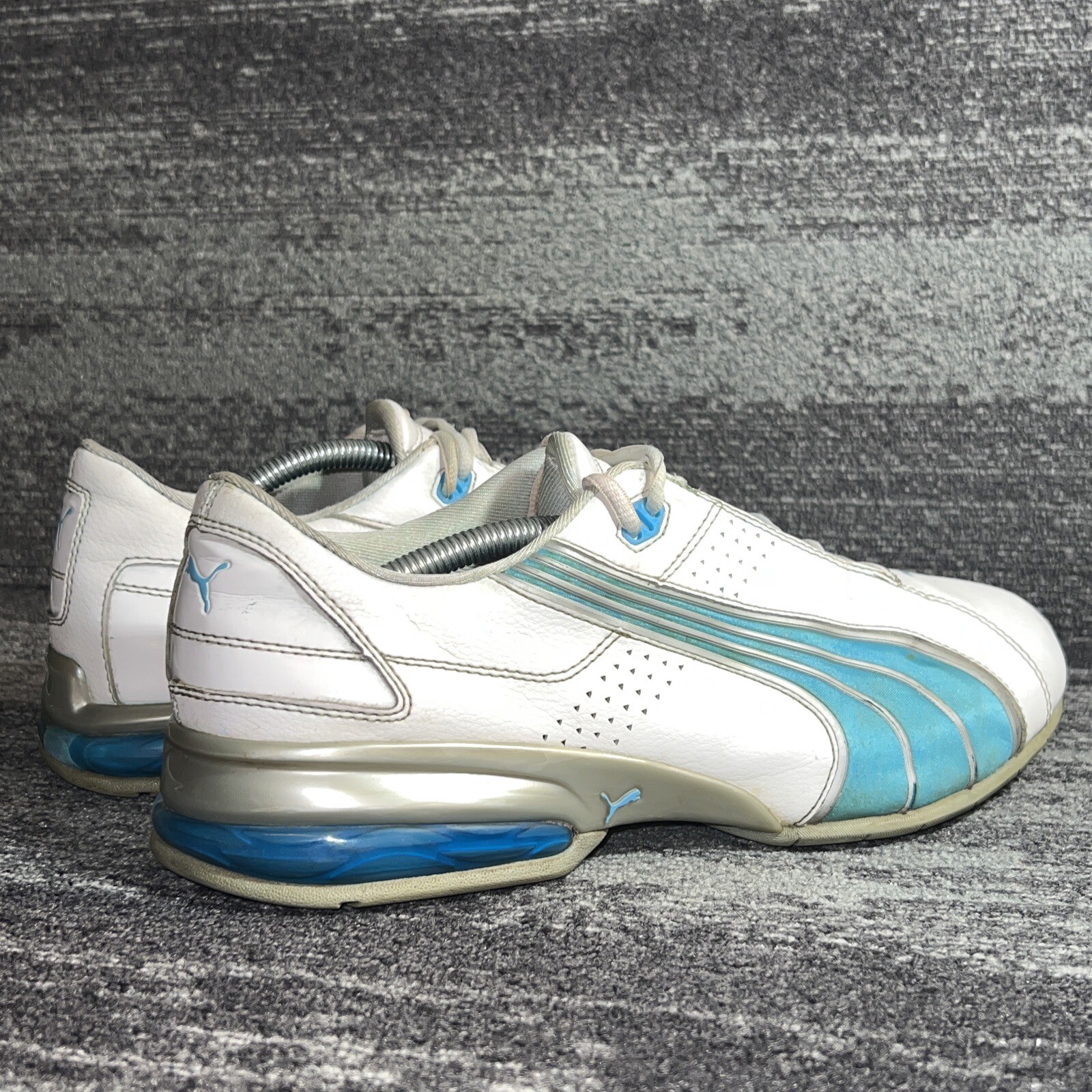 PUMA Cell Tolero White w/ Turquoise Satin & Silver Ru… - Gem