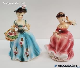 Lot of 2 Vintage Victorian Lady Ceramic Figurines | eBay