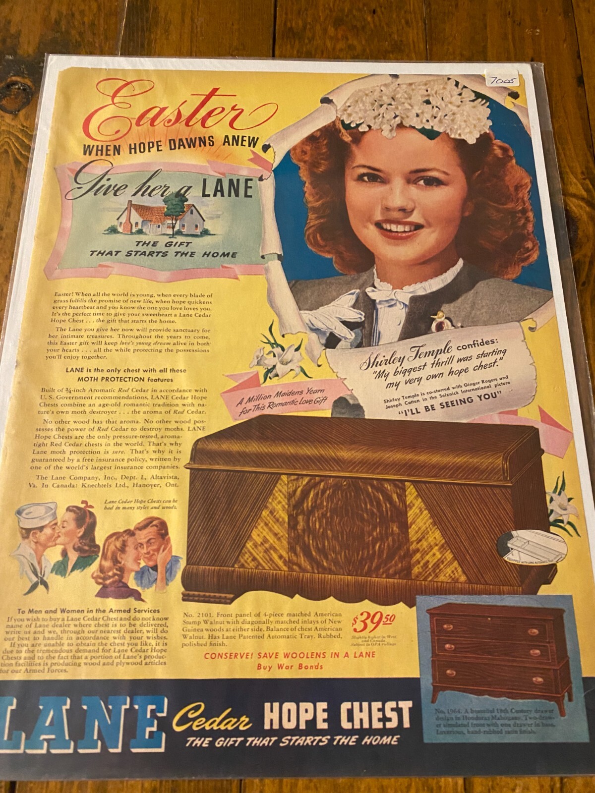 Vintage 1945 Shirley Temple Lane Cedar Chest Easter ad | eBay