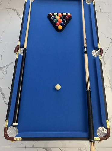 Rack Leo 4-Foot Folding Billiard Pool Table Blue Game Cue Balls Sticks ...