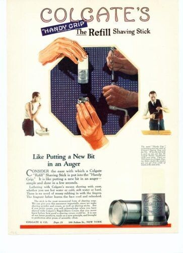 1922 COLGATE SHAVING STICK RAZOR SOAP CREAM BEAUTY HOME DECOR BATH AD ...