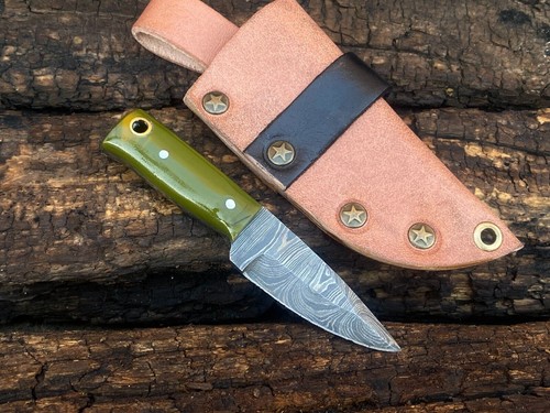 SHARD BLADE CUSTOM HAND FORGED DAMASCUS Steel Skinner Mini Neck Knife W ...