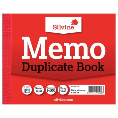 12 x Silvine Duplicate Memo Book 4x5" With Carbon 1-100 Index Sheet ...