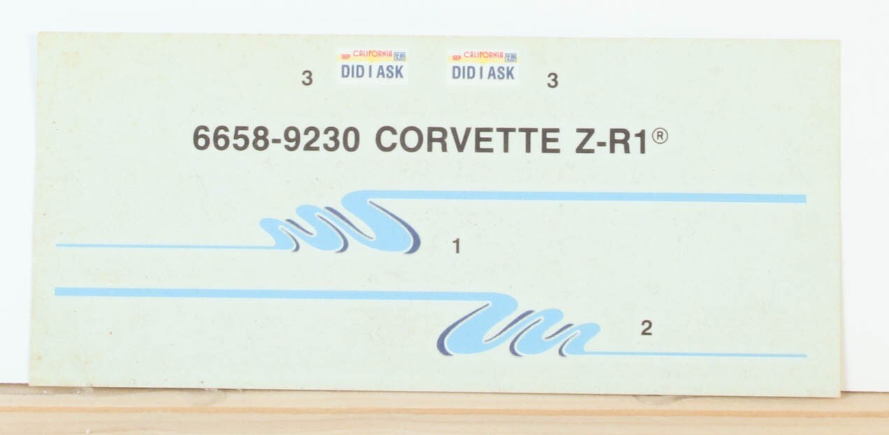Model kit Decal Sheet ZR-1 Vette unused P8 | eBay