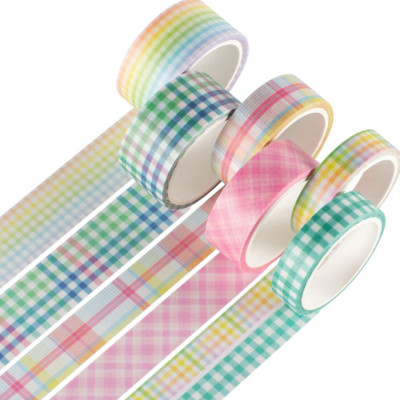 6 Rolls Plaid Washi Tape Set Basic Grid Masking Decorative Tapes for ...