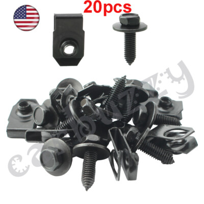 20set Front Bumper U-Nut M6x1.0 + HEX Bolt Fits GM 11503834,11503714 ...